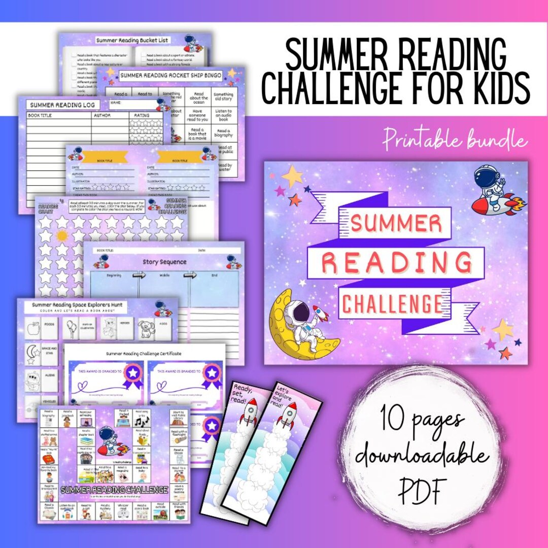 Summer Reading Challenge for Kids Printable Bundle | Reading Log, Bingo ...