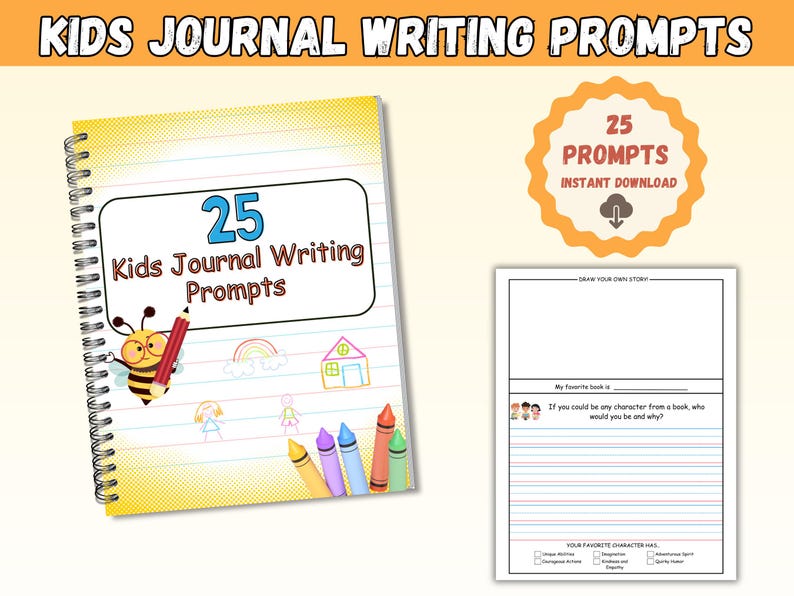 Kids Journal Writing Prompts Printable | 25 Creative Writing Pages for ...