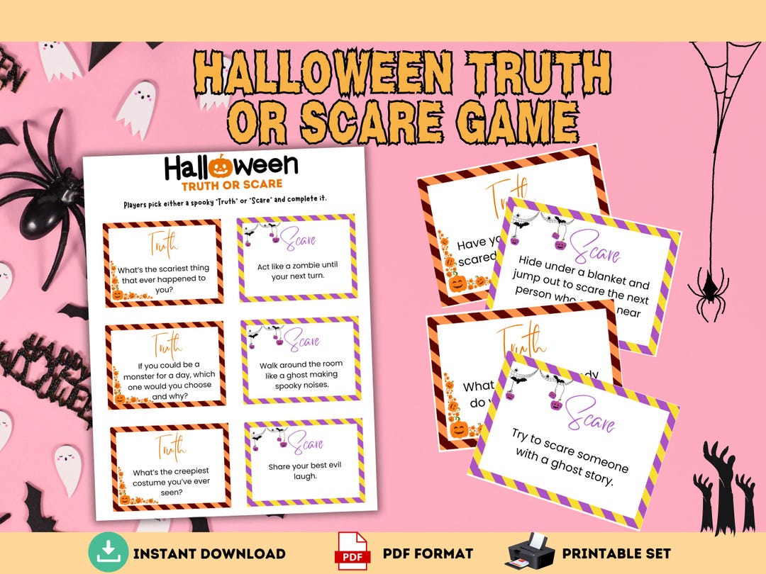 Halloween Truth or Scare Game Printable – Party Activity Cards for Kids ...