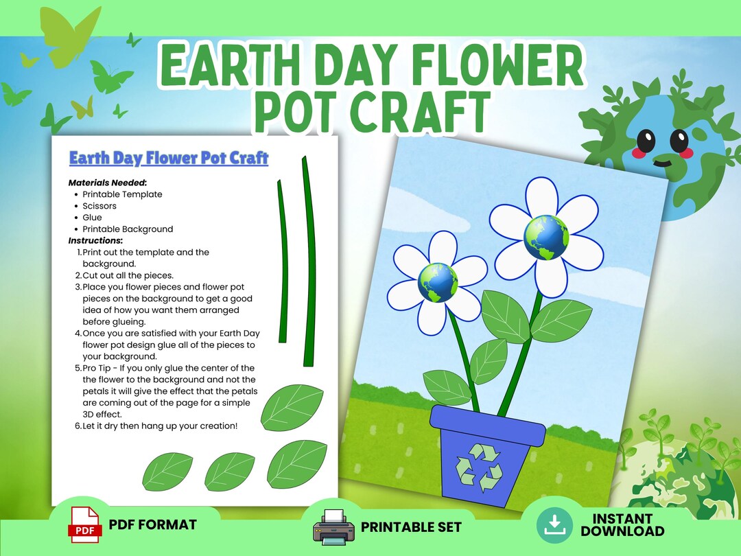 Earth Day Flower Pot Craft Printable for Kids | STEM Craft Activity ...