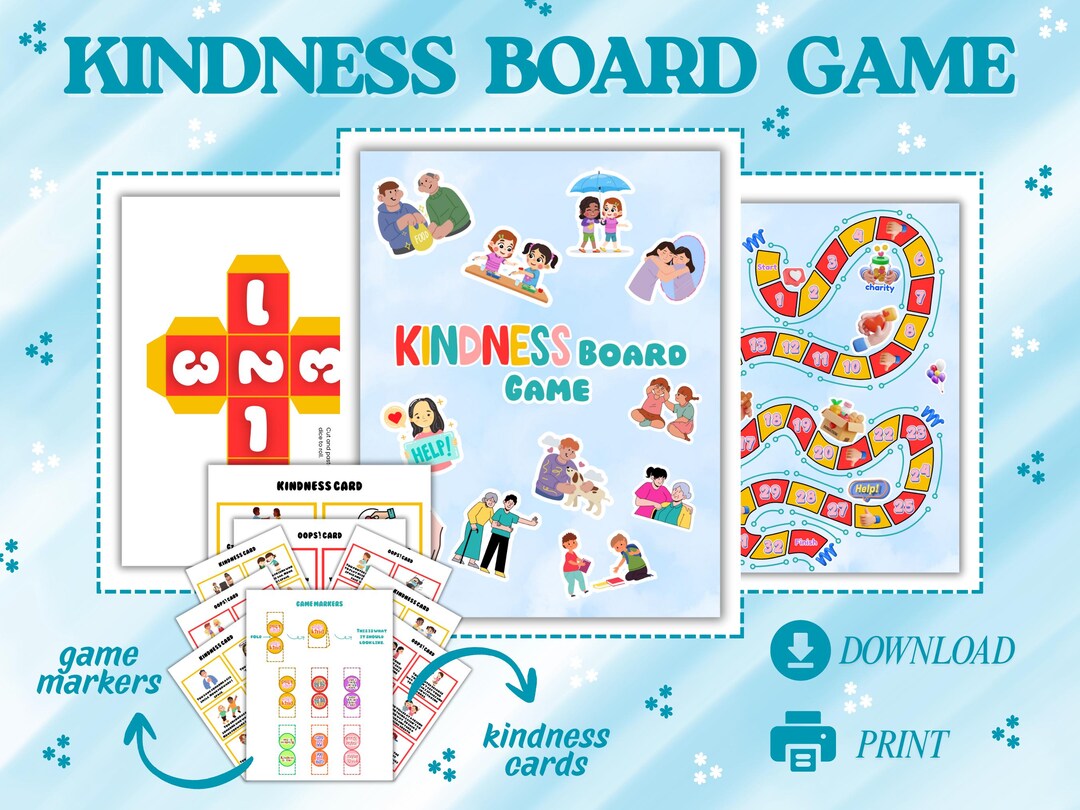 Kindness Board Game Printable for Kids Social Emotional Learning | Fun ...
