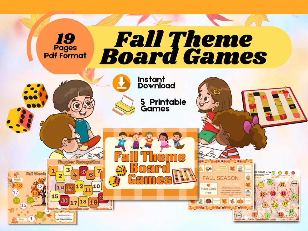 Fall Theme Board Games Printable Pack | Kids Educational Games | Autumn ...