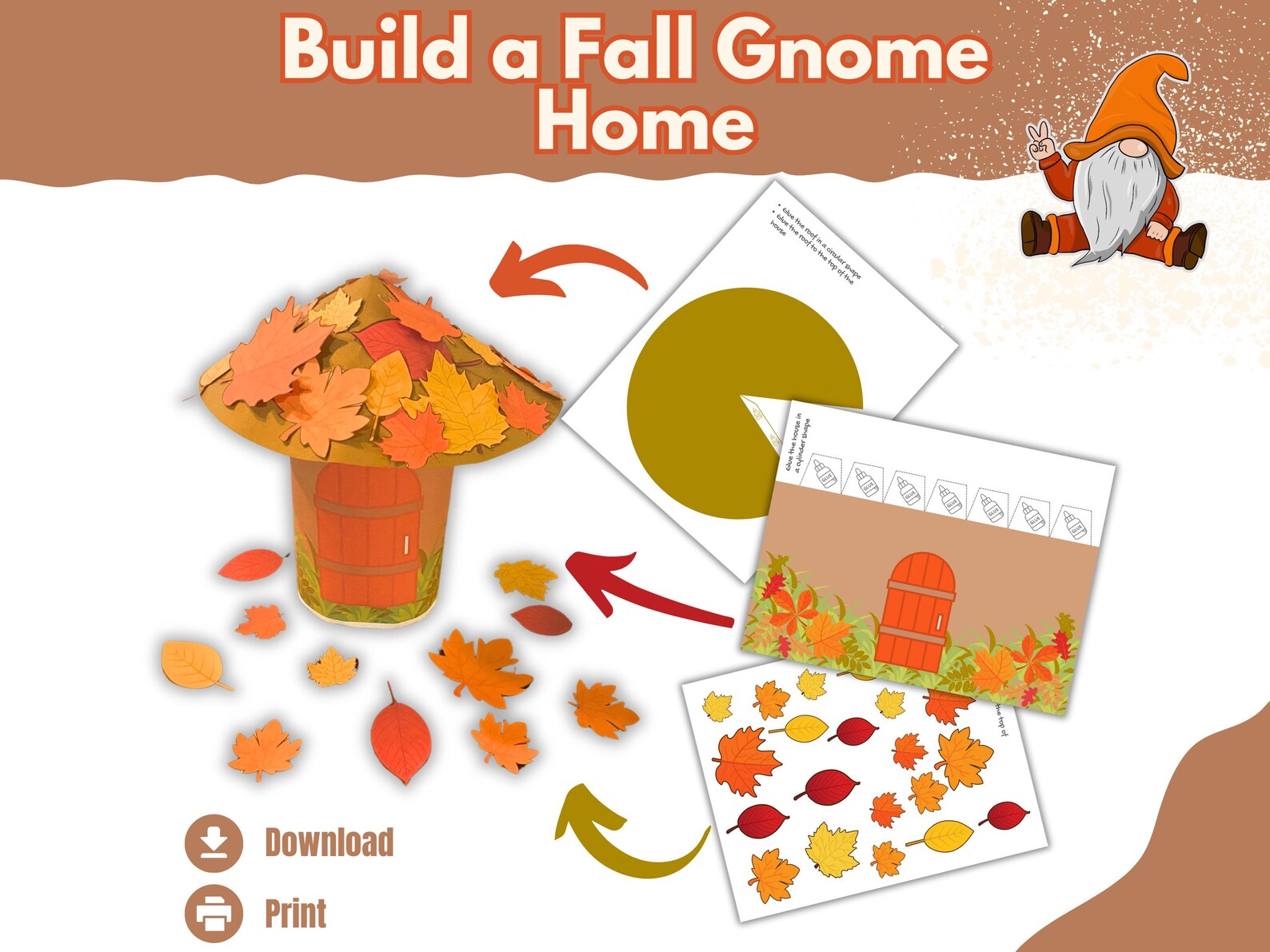 Build a Fall Gnome Home Printable Craft for Kids | Autumn DIY Paper ...