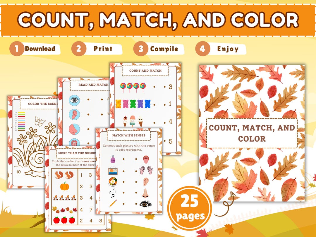 Count Match and Color Printable Activity Book for Kids | Educational ...