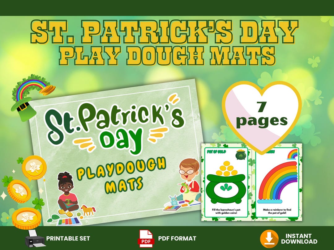 St Patricks Day Playdough Mats Printable Fine Motor Activity Preschool ...