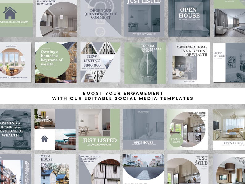 140 Real Estate Instagram Templates Bundle Social Media Canva Post and ...
