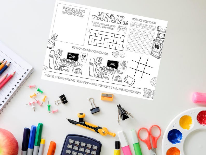 Gaming Activity Placemats Printable for Kids Gamer Table Activities ...