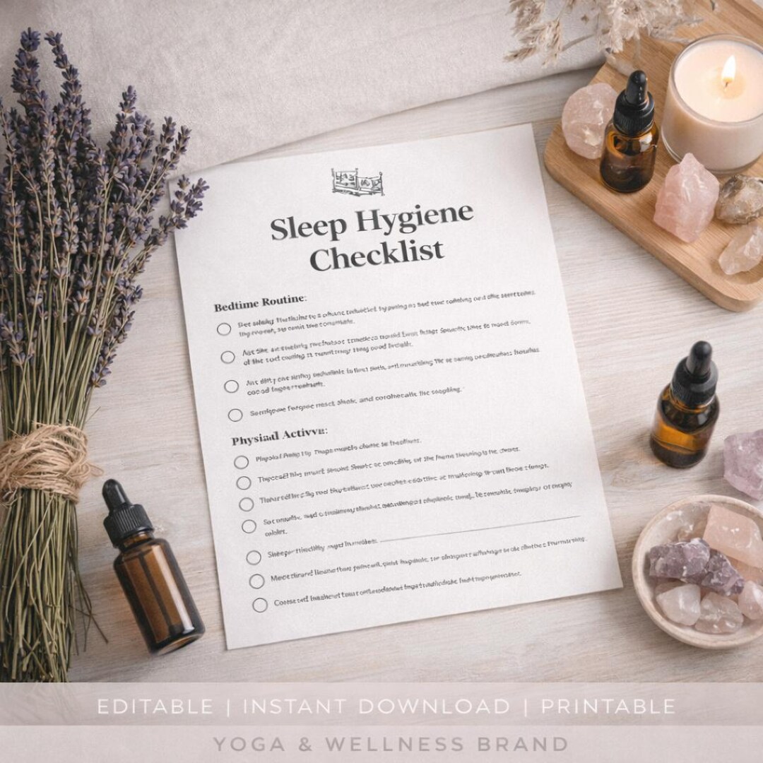 Sleep Hygiene Checklist Printable Editable Sleep Routine Planner ...