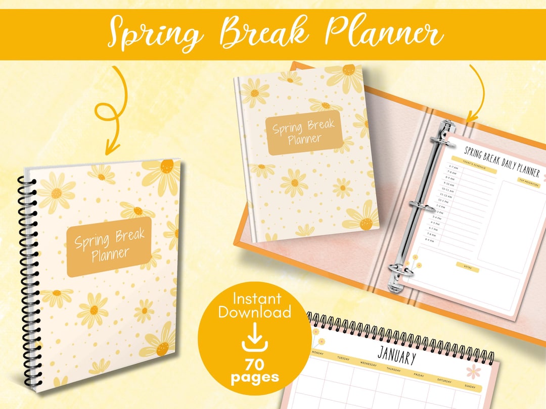 Spring Break Planner Printable Bundle | Digital Planner for Vacations ...