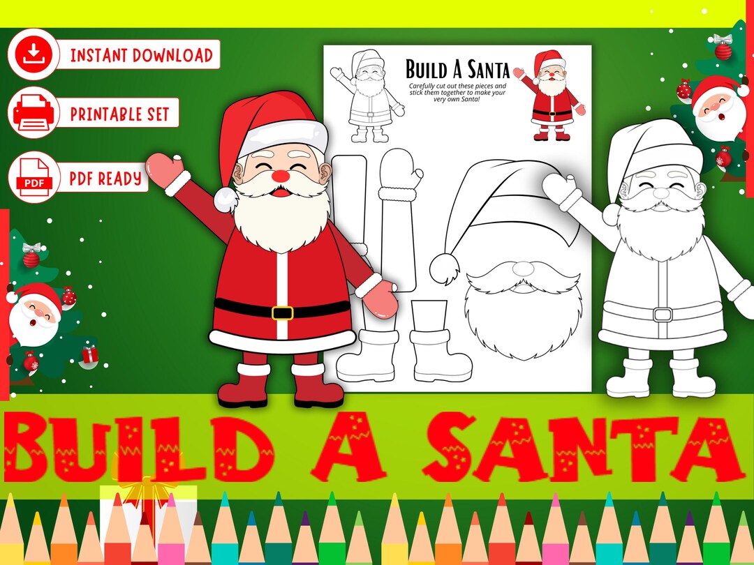 Build a Santa Printable Craft for Kids | Christmas Cut and Paste ...