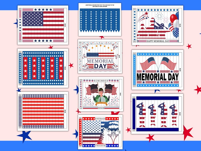 Memorial Day Lantern Craft Printable Kit for Kids | Patriotic DIY ...