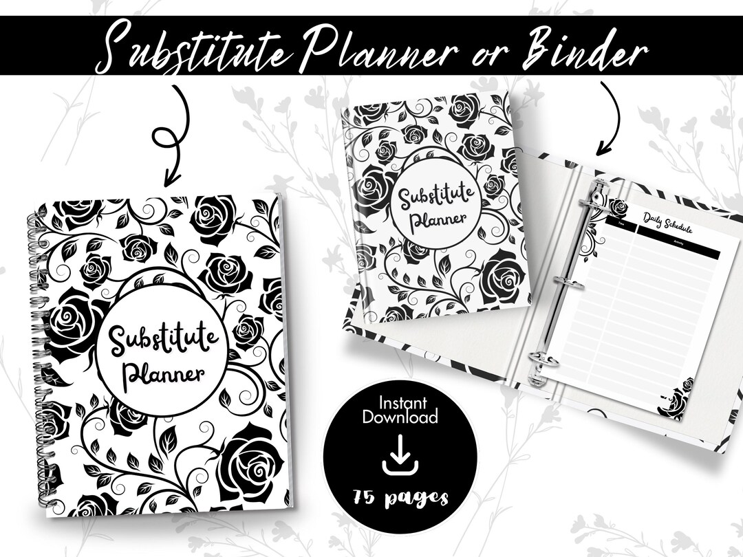 Substitute Teacher Planner Printable | Editable Binder & Planner Pages ...