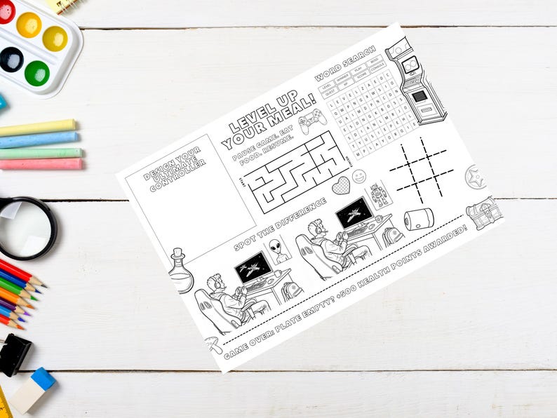 Gaming Activity Placemats Printable for Kids Gamer Table Activities ...