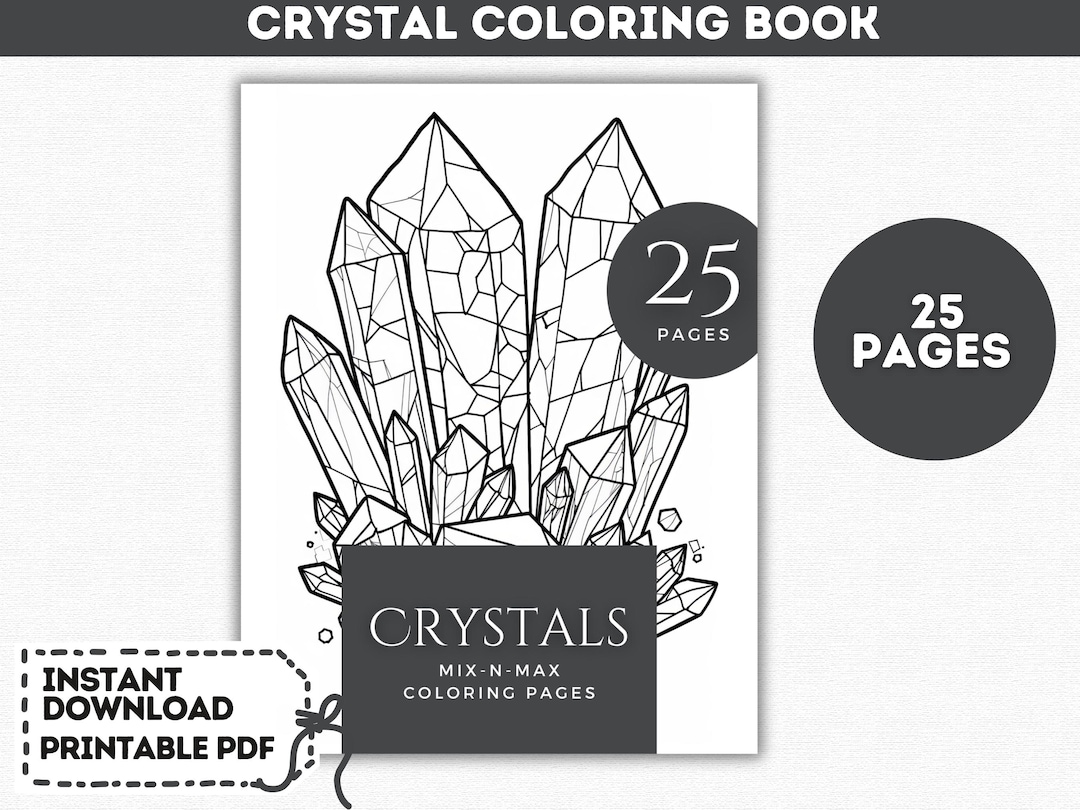 Crystal Coloring Book Printable Pages for Adults Kids Relaxing Digital ...
