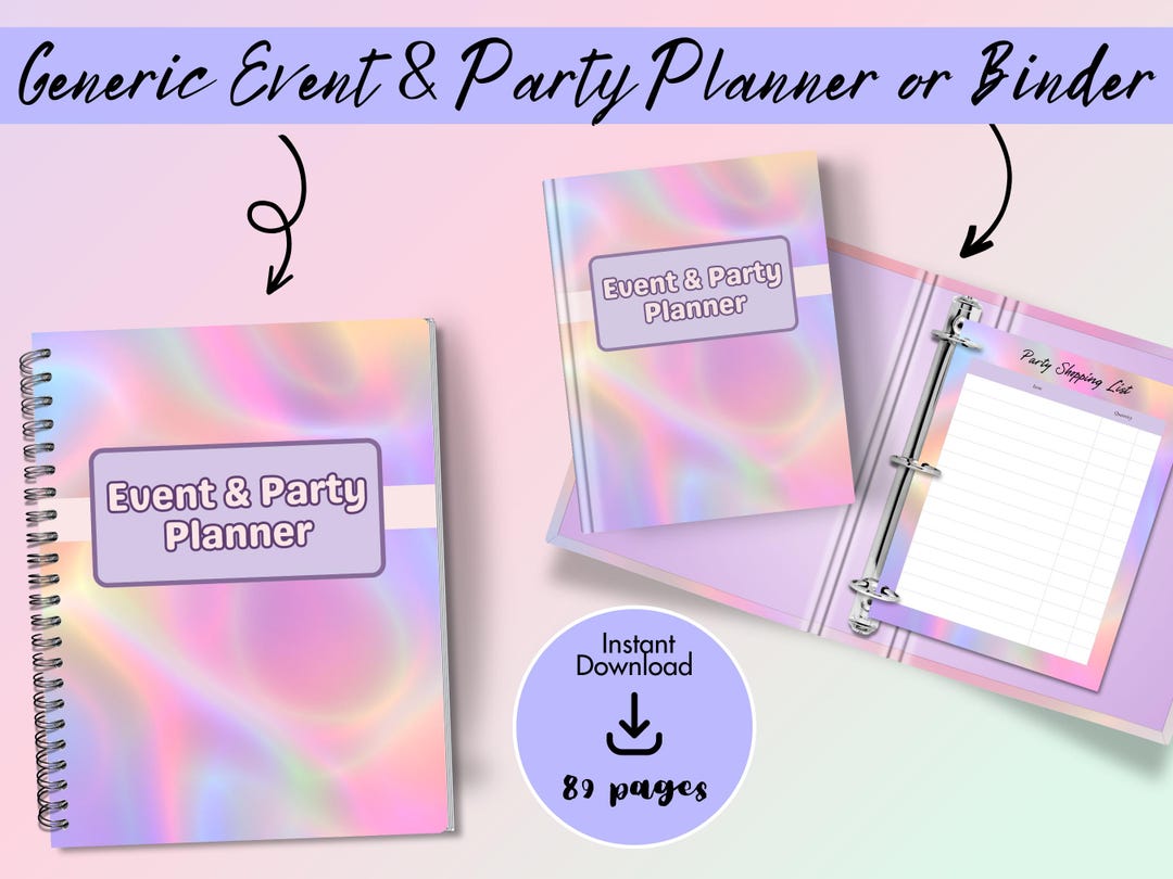 Generic Event and Party Planner Printable | 89 Page Party Planning ...