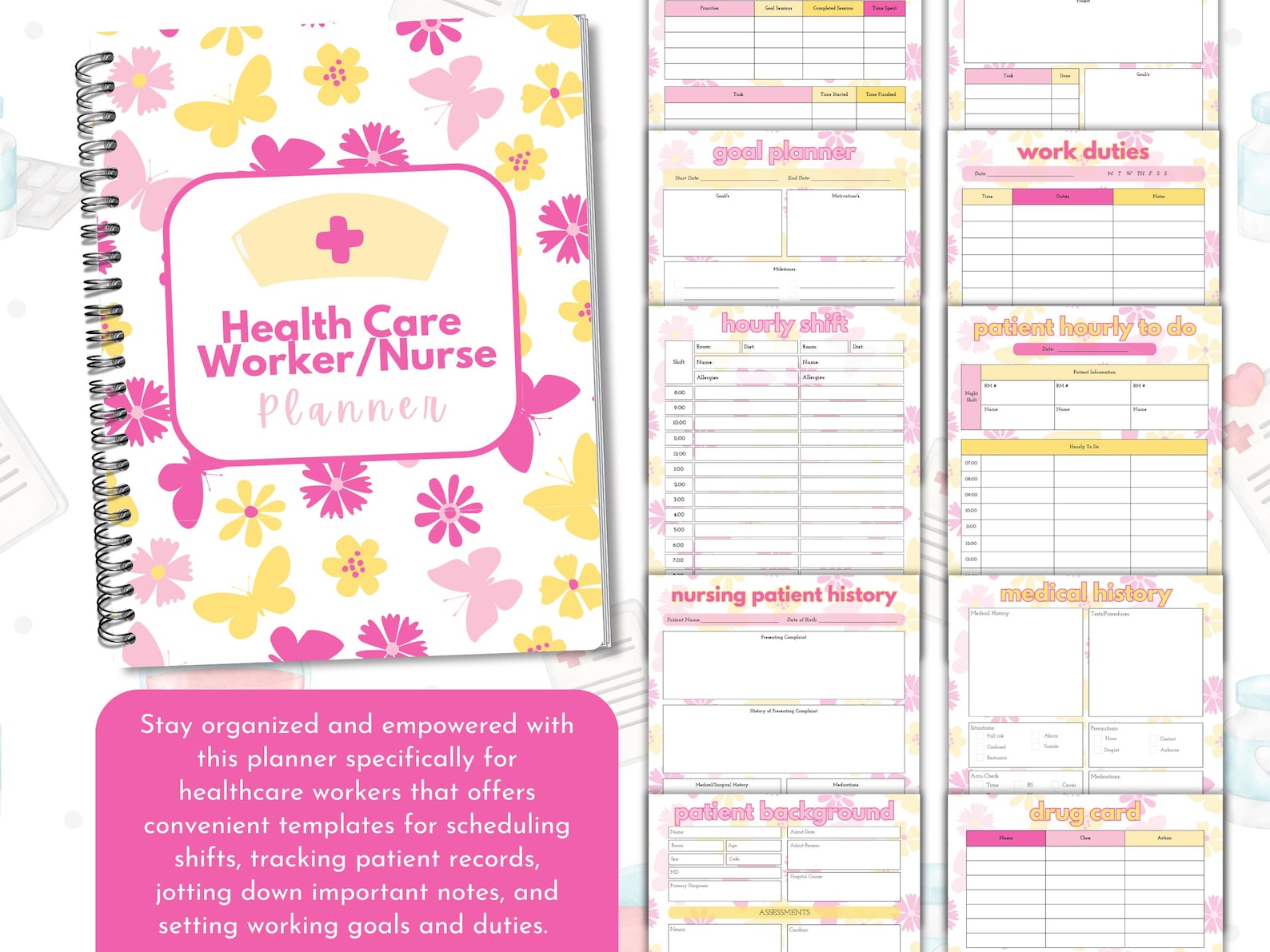 Healthcare Worker Nurse Planner Printable Bundle – 92 Page Medical ...