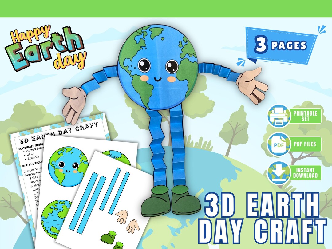 3D Earth Day Craft Printable | Kids Earth Activity | Classroom Earth ...