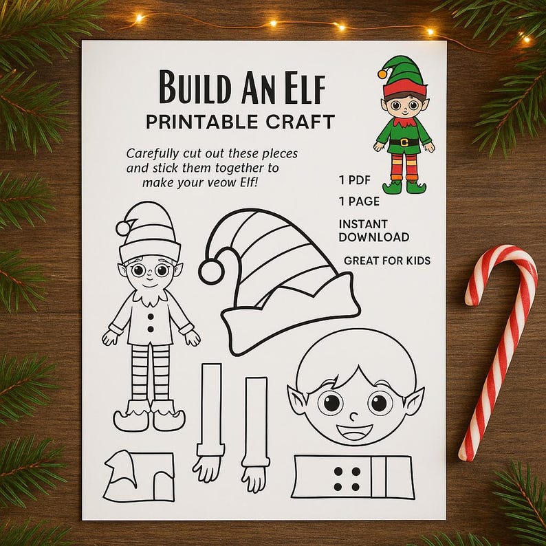 Build an Elf Printable Craft for Kids | Christmas Cut and Paste ...
