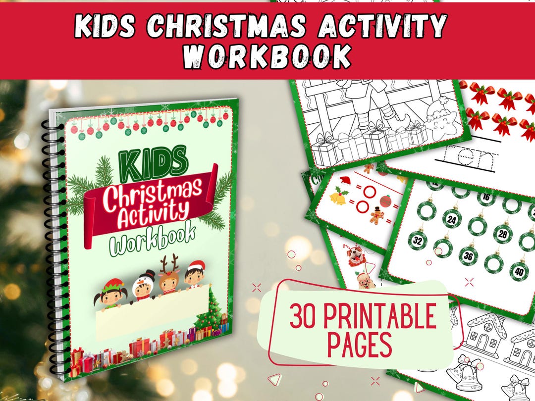 Kids Christmas Activity Workbook | 30 Printable Holiday Pages ...