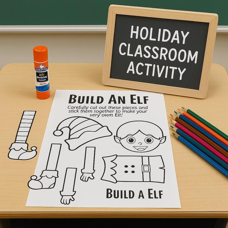 Build an Elf Printable Craft for Kids | Christmas Cut and Paste ...