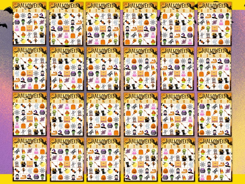 Halloween Bingo Game Cards | Unique Printable Set for Party | Halloween ...