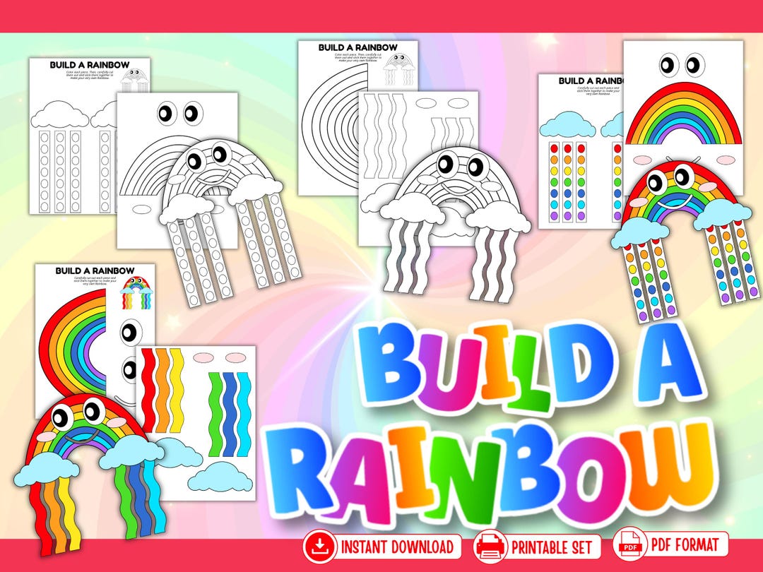 Build a Rainbow Craft Printable Kids Activity Cut and Paste Worksheet ...