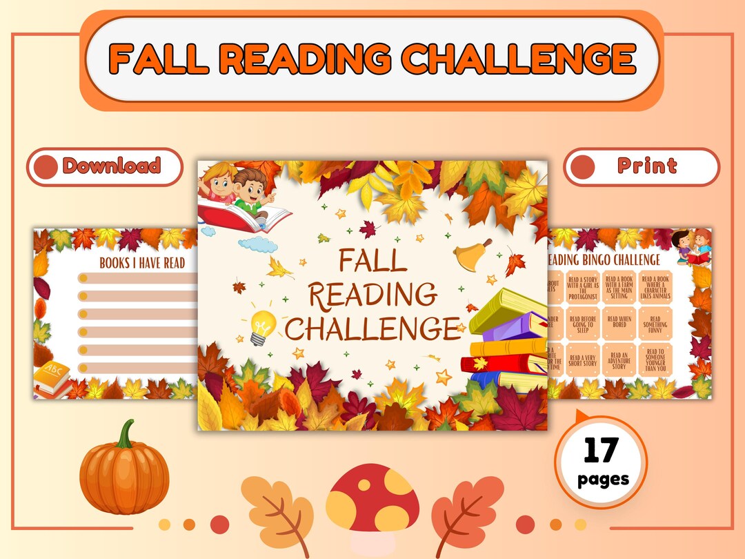 Fall Reading Challenge Printable Pack for Kids | Autumn Reading Bingo ...