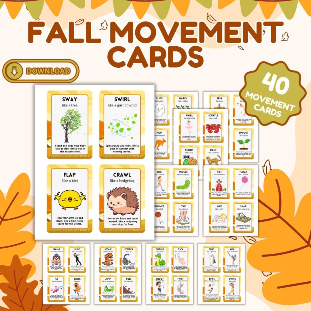 Fall Movement Cards Printable | Autumn Gross Motor Activity for Kids ...