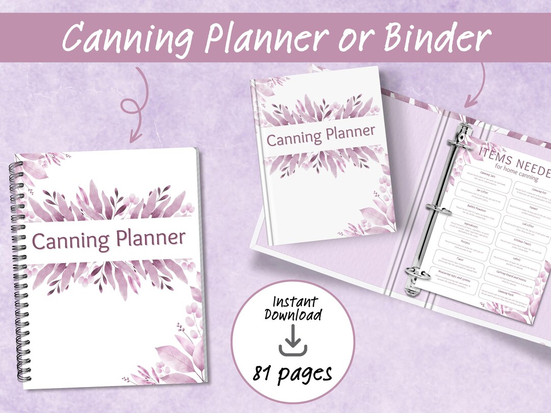 Canning Planner Printable Binder | 81 Page Home Canning Organizer ...