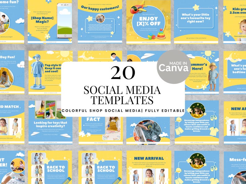 20 Kids Shop Instagram Post Templates for Instagram Canva Editable ...