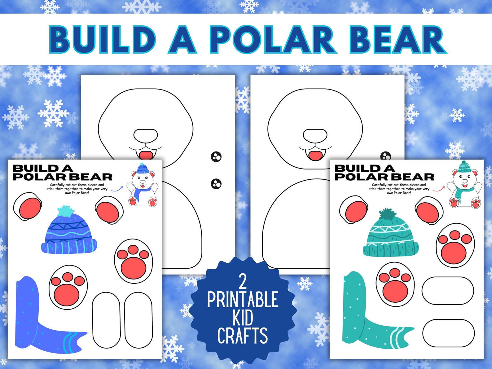 Build a Polar Bear Printable Craft for Kids | Winter Animal Craft | DIY ...