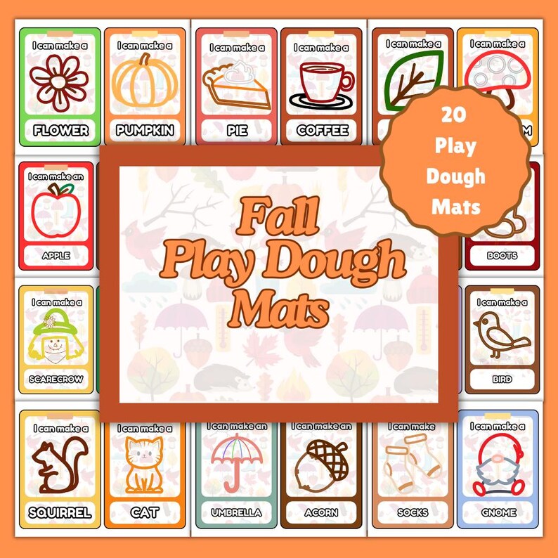 Fall Play Dough Mats Printable Set | Kids Fine Motor Skills Activity ...