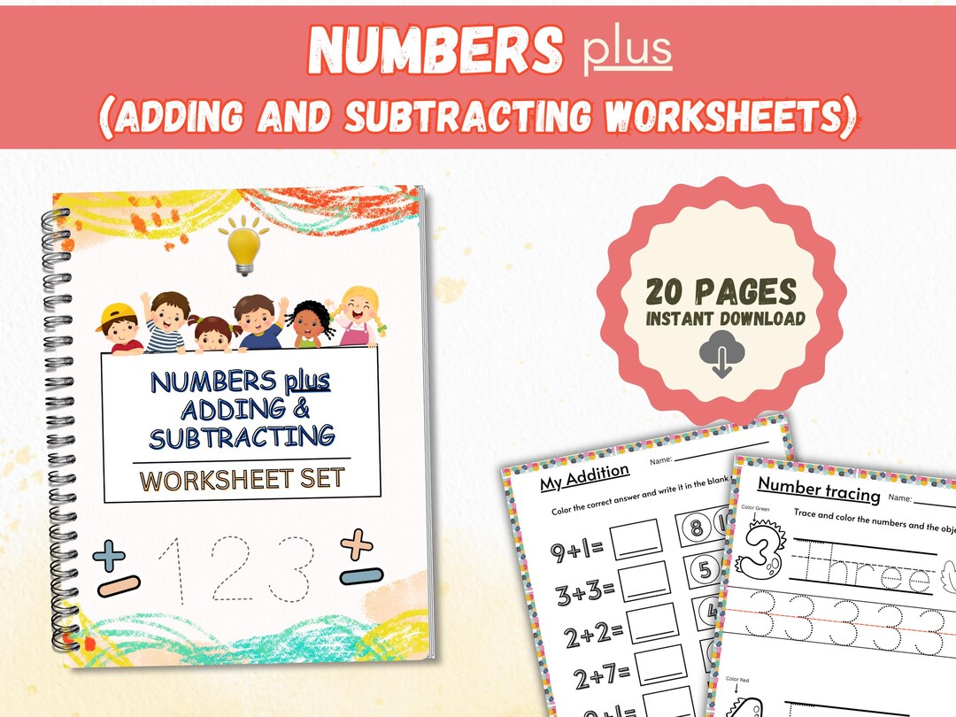 Numbers Plus Adding and Subtracting Worksheets Printable Set 20 Page ...