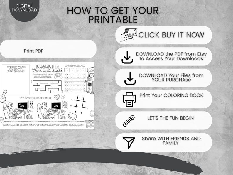 Gaming Activity Placemats Printable for Kids Gamer Table Activities ...