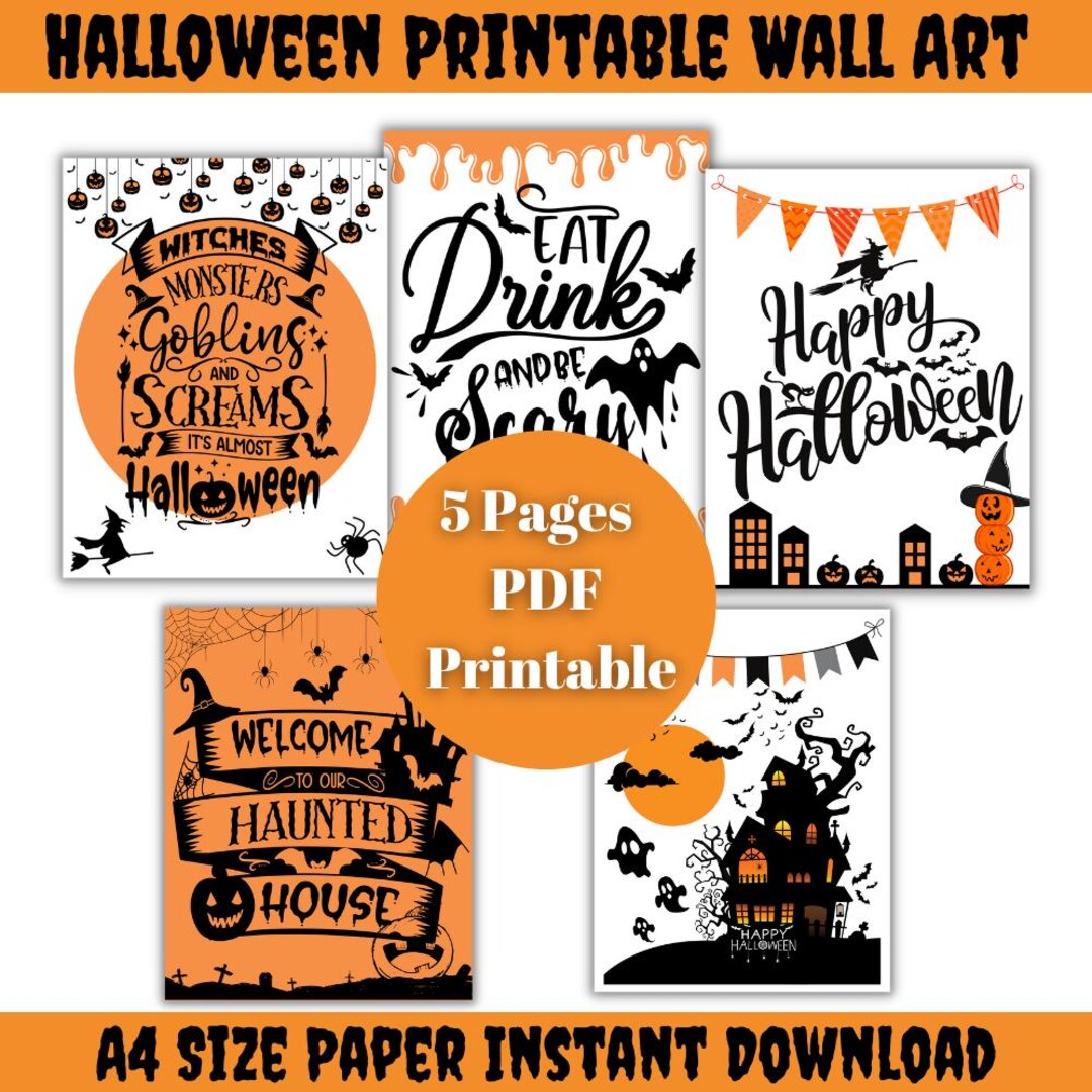 Halloween Printable Wall Art Set | Spooky Home Decor | A4 Digital ...