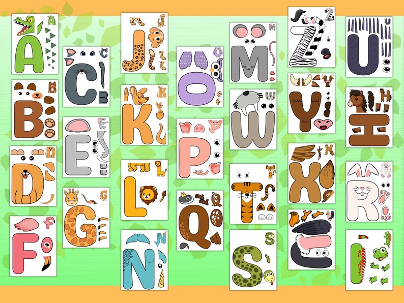 Alphabet Animal Craft Printable Set | ABC Animal Letter Crafts for Kids ...