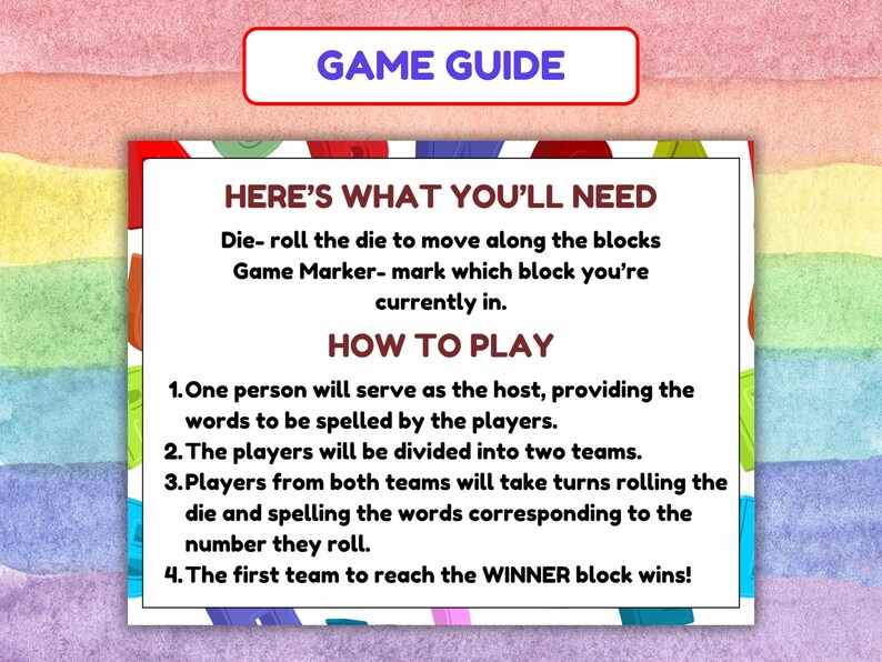 Spelling Bee Board Game Printable | Educational Spelling Activity for ...