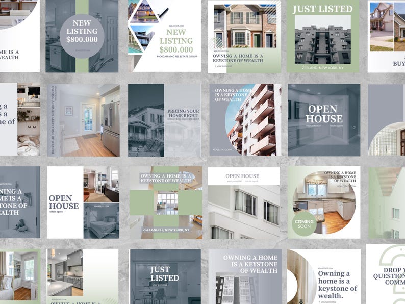 140 Real Estate Instagram Templates Bundle Social Media Canva Post and ...
