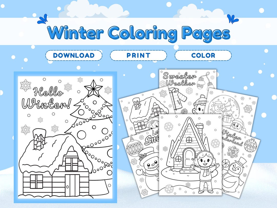 Winter Coloring Pages Bundle for Kids | Printable Winter Alphabet ...