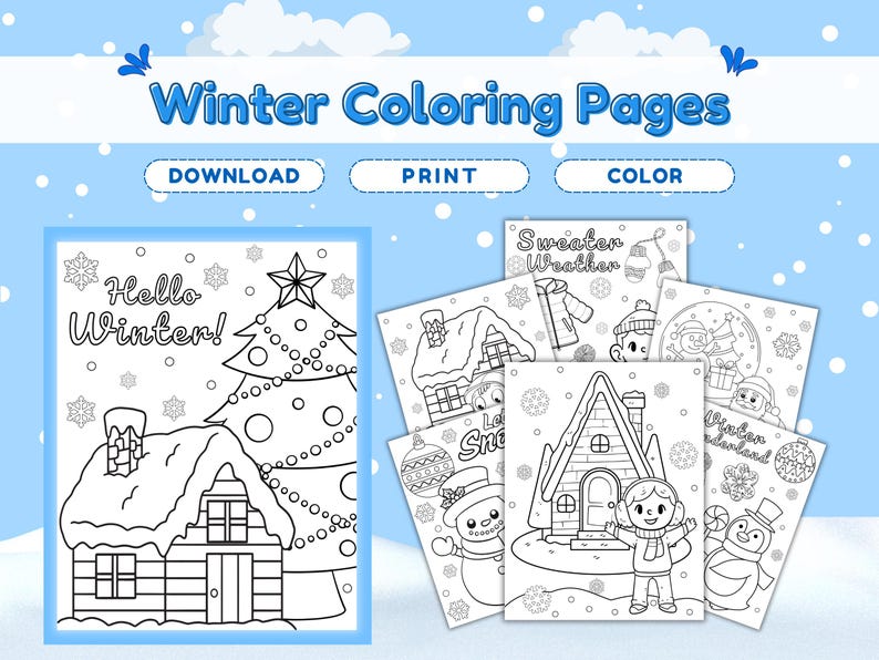 Winter Coloring Pages Bundle for Kids | Printable Winter Alphabet ...