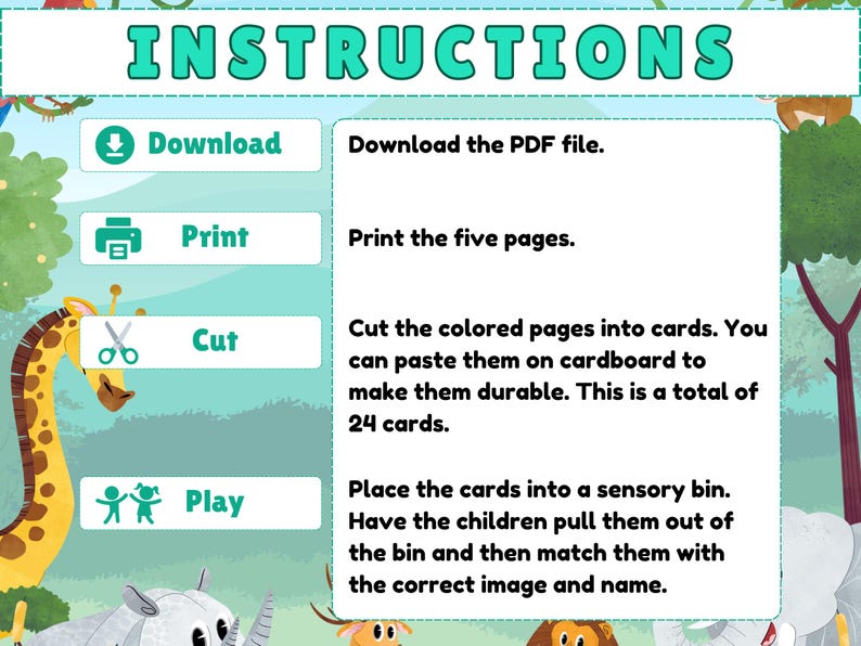 Zoo Animal Match Sensory Bin Printable | Preschool Matching Game PDF ...