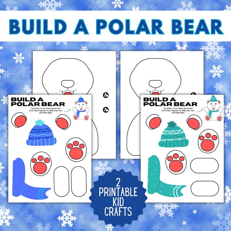 Build a Polar Bear Printable Craft for Kids | Winter Animal Craft | DIY ...