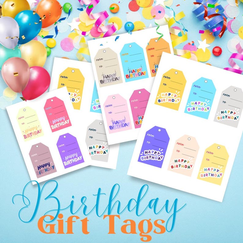 Printable Birthday Gift Tags Set | Happy Birthday Tags for Gifts ...