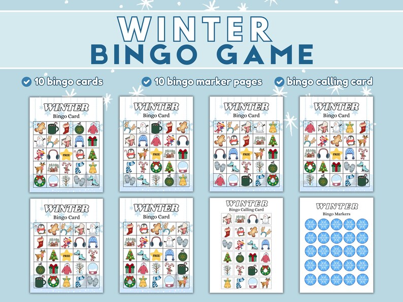 Winter Bingo Game Printable | Fun Family Activity, Classroom Party Game ...
