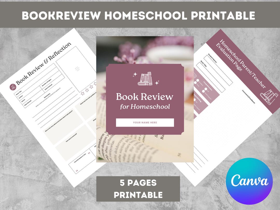 Book Review Homeschool Printable Editable Reading Reflection Worksheets ...
