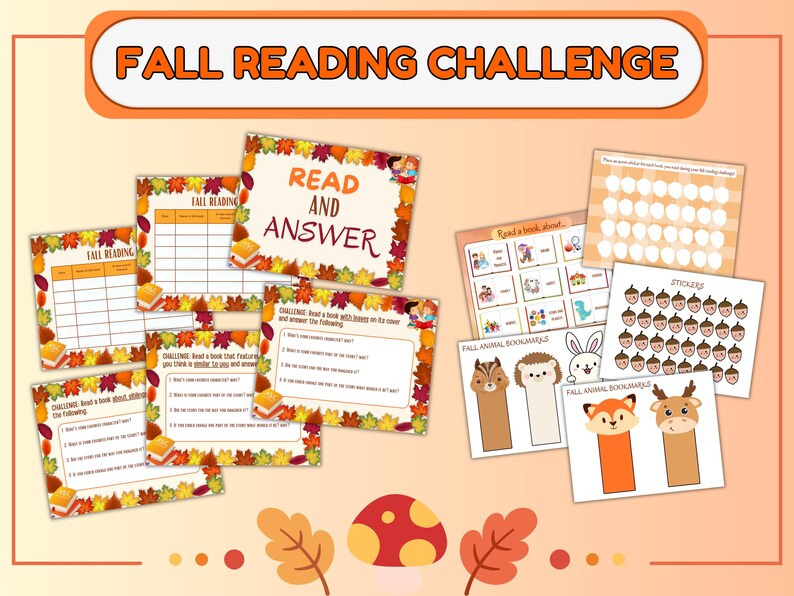 Fall Reading Challenge Printable | Autumn Reading Bingo & Book Tracker ...