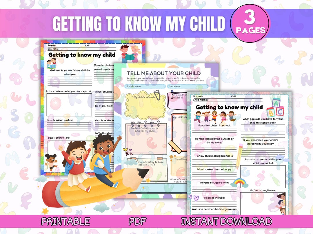 Getting to Know My Child Printable Forms | Parent Teacher Communication ...