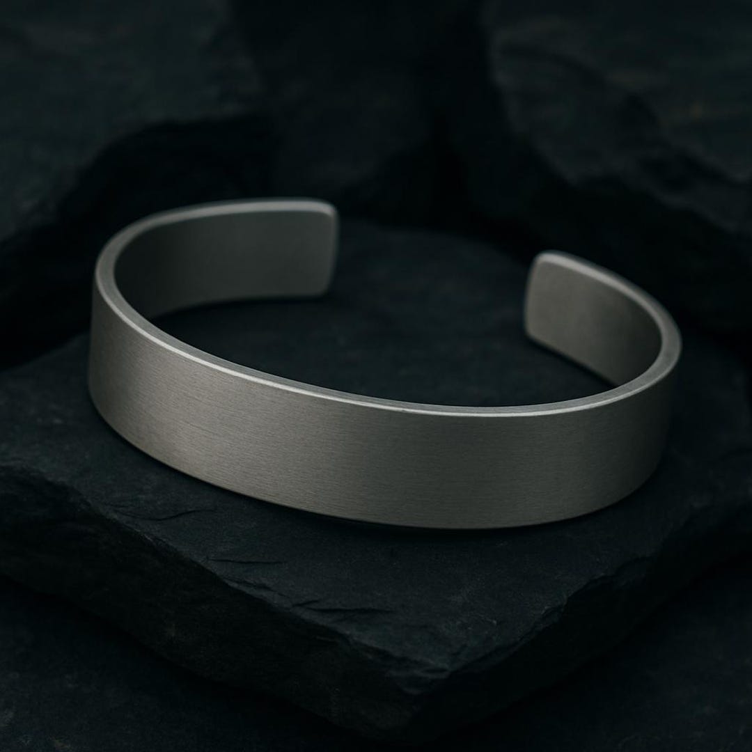 Classic Matte Sterling Silver Cuff Bracelet – Adjustable, Handmade (17 ...