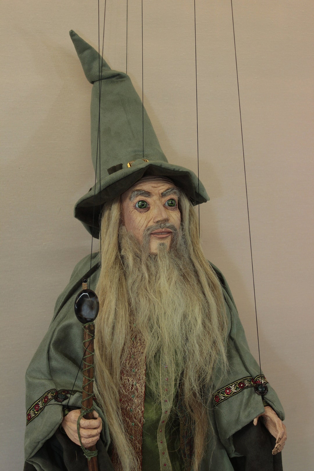 Marionette Green Wizard Marioneta Puppet Ooak Artdoll Títere - Etsy