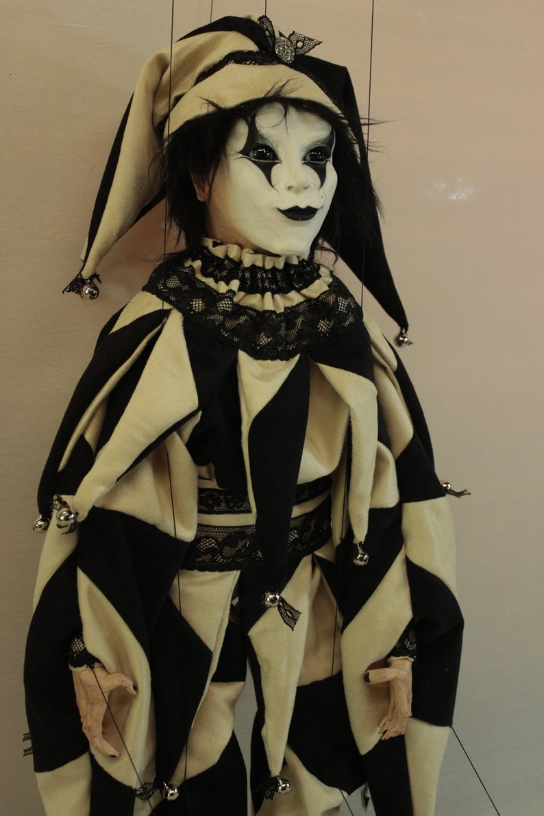Marionette Black and White Harlequin Puppet Ooak Artdoll - Etsy